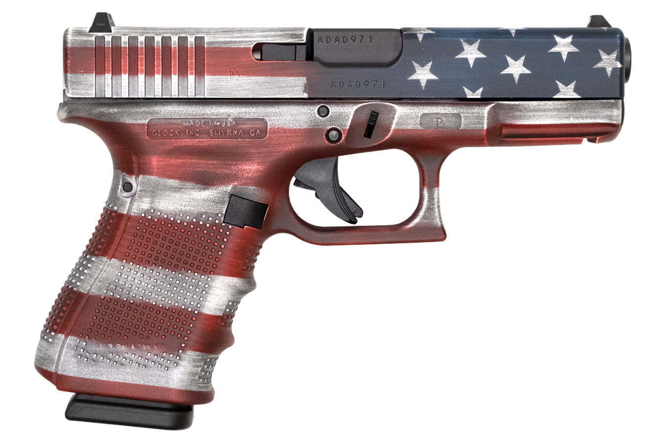 GLOCK 19 Gen4 9mm 15-Round Pistol with American Flag Battlew
