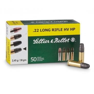 Sellier & Bellot, .22LR Rimfire Ammo, HP, 38 Grain, High Vel