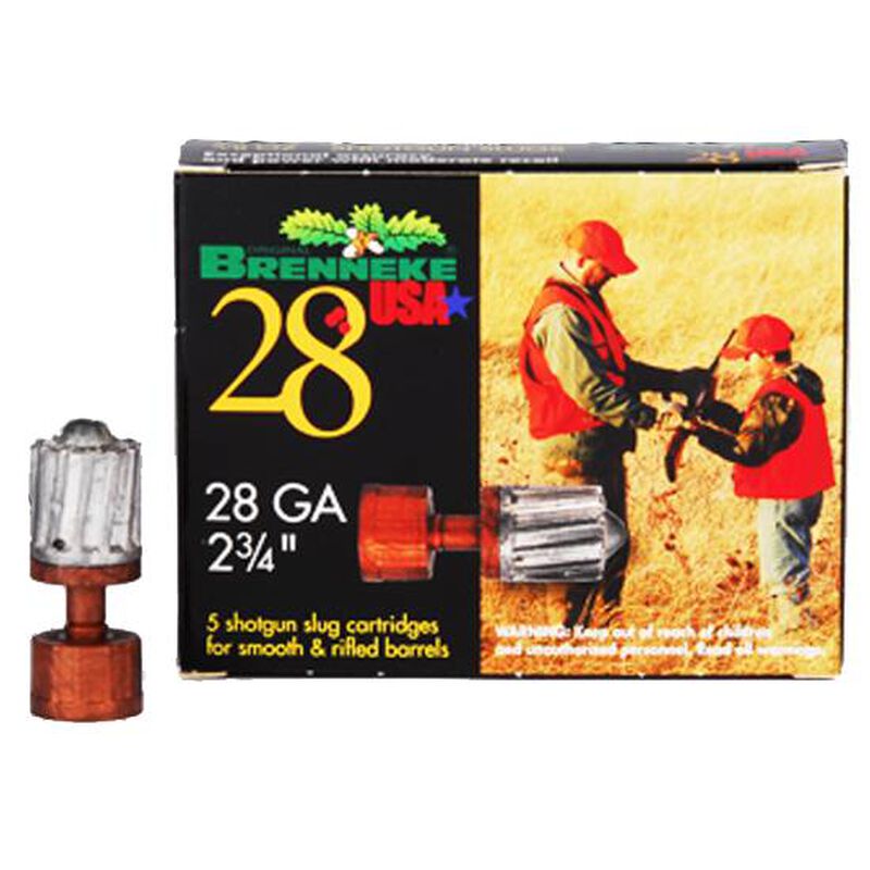 Brenneke USA 28 ga. 2-3/4" Rifled Slug 5/8 oz 5 Round Box - Click-Click ...