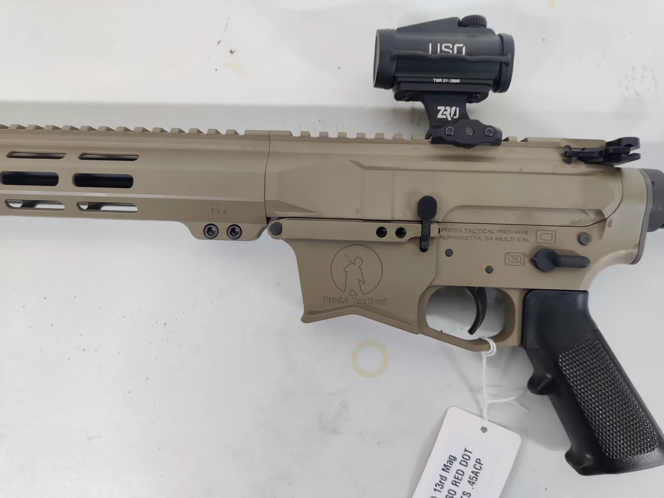 Used Pro2a PROW45 .45ACP AR Pistol w/2 Mags, Red Dot FDE - Click-Click-Boom