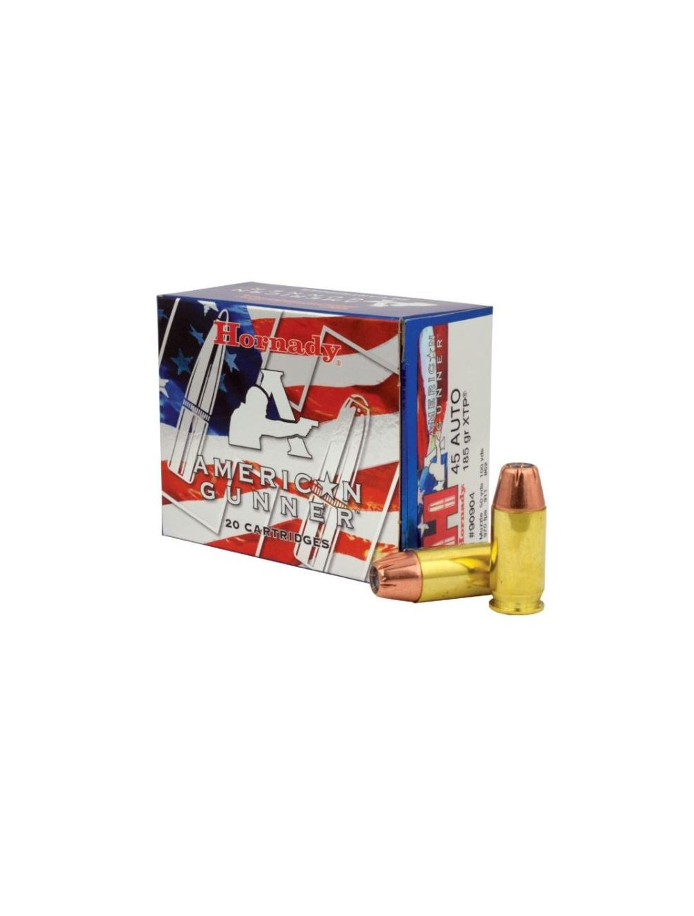 Hornady American Gunner XTP Hollow Point .45 ACP 185gr Ammo 20rd ...