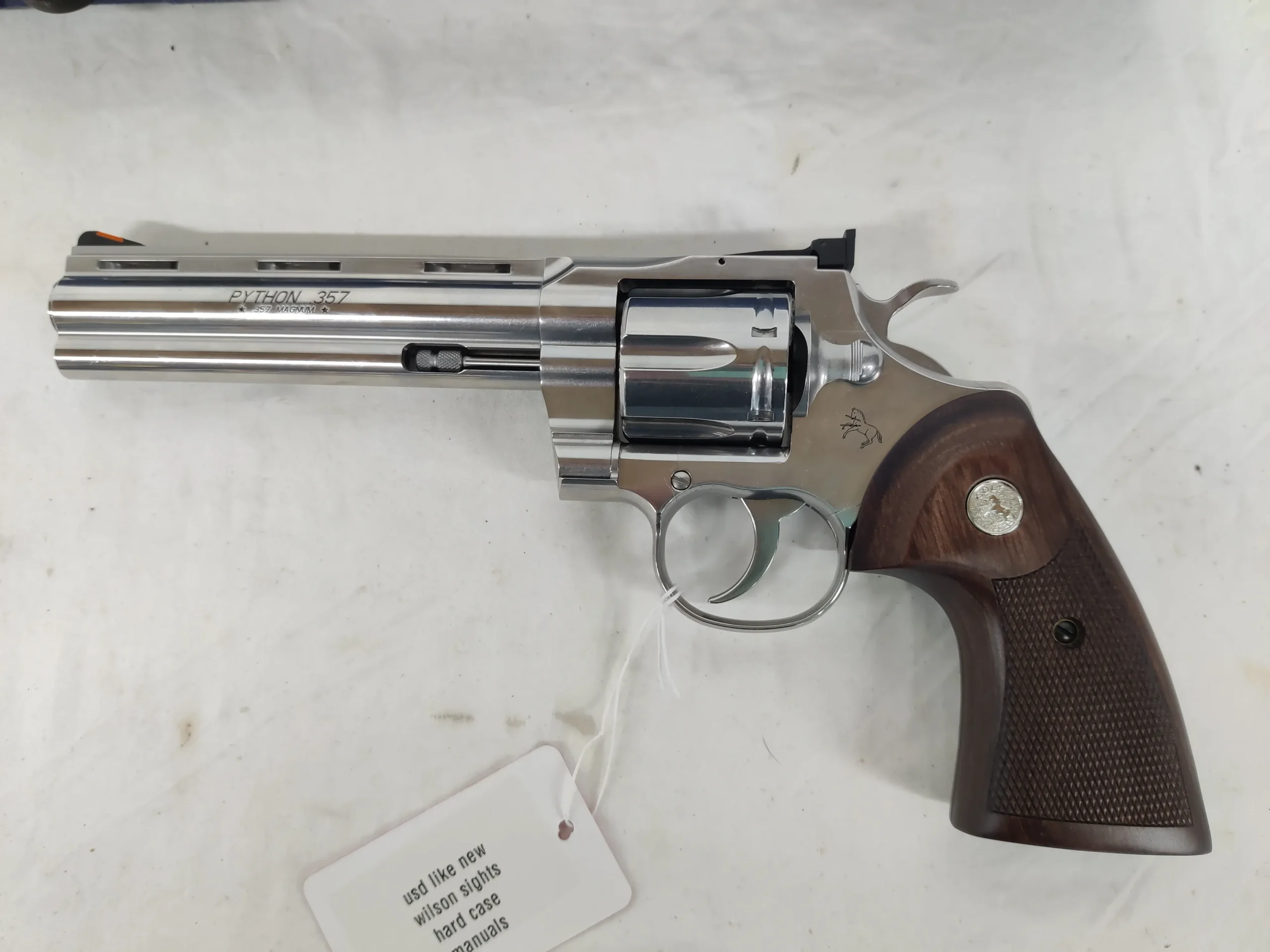 Used Colt Python 6in Stainless Steel .357 Magnum Revolver w/Wilson ...