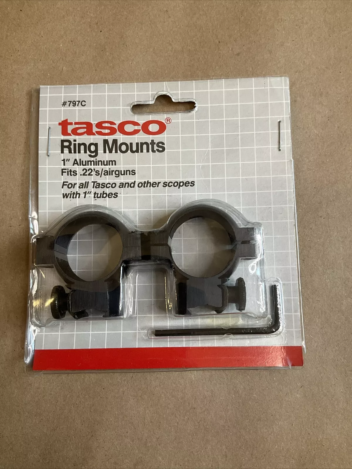 Tasco 1" Aluminum Ring Mounts Fits .22's/Airguns #797C - Click-Click-Boom