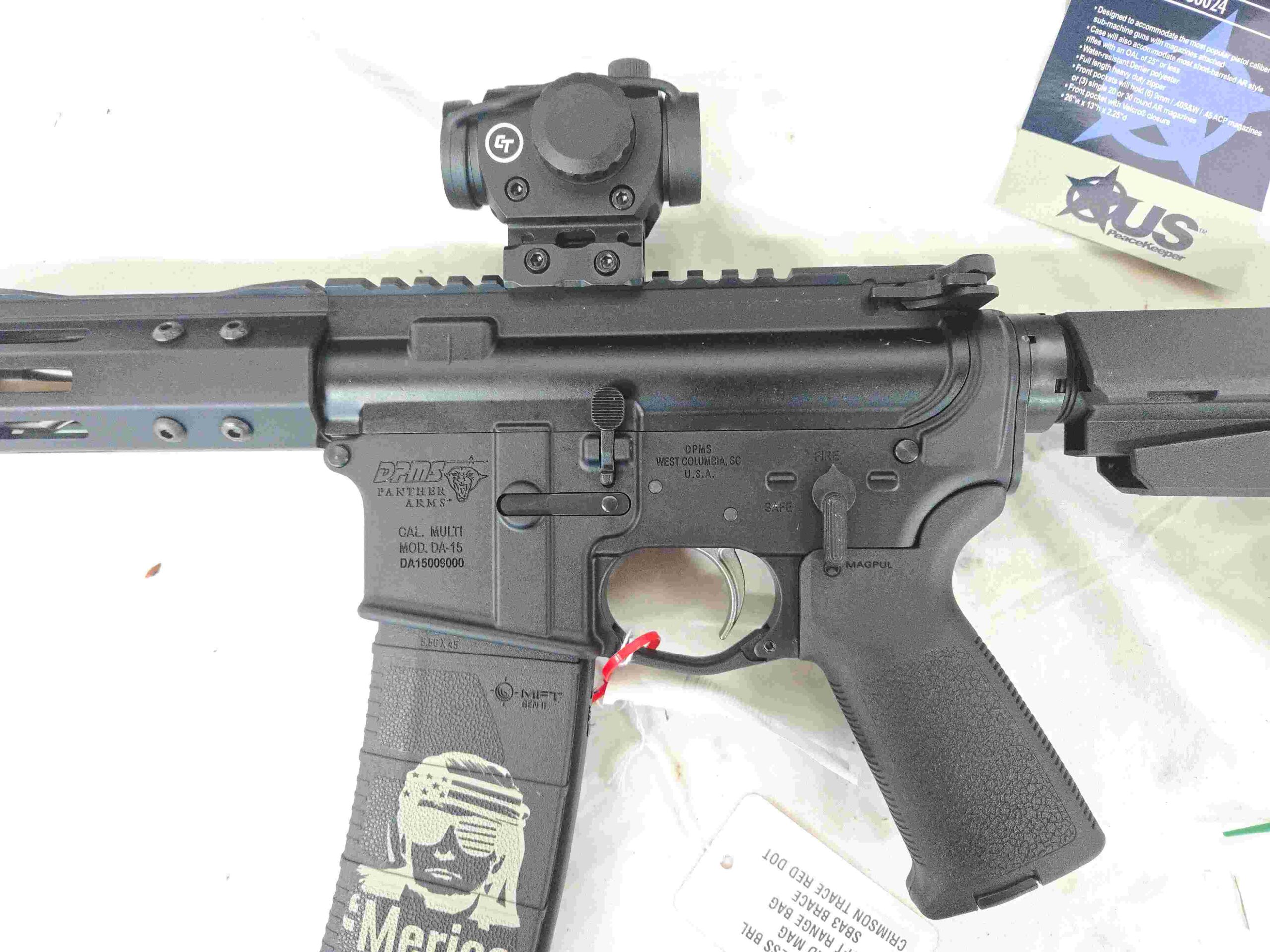 DPMS AR-15 Pistol 5.56 NATO 7.5in Stainless Barrel, Red Dot, SBA Brace ...