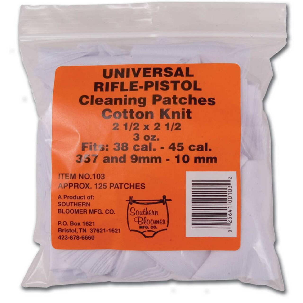 Patches Cleans .38 to .45 Caliber 2.5" Square 125 Pack Cotton Patches ...