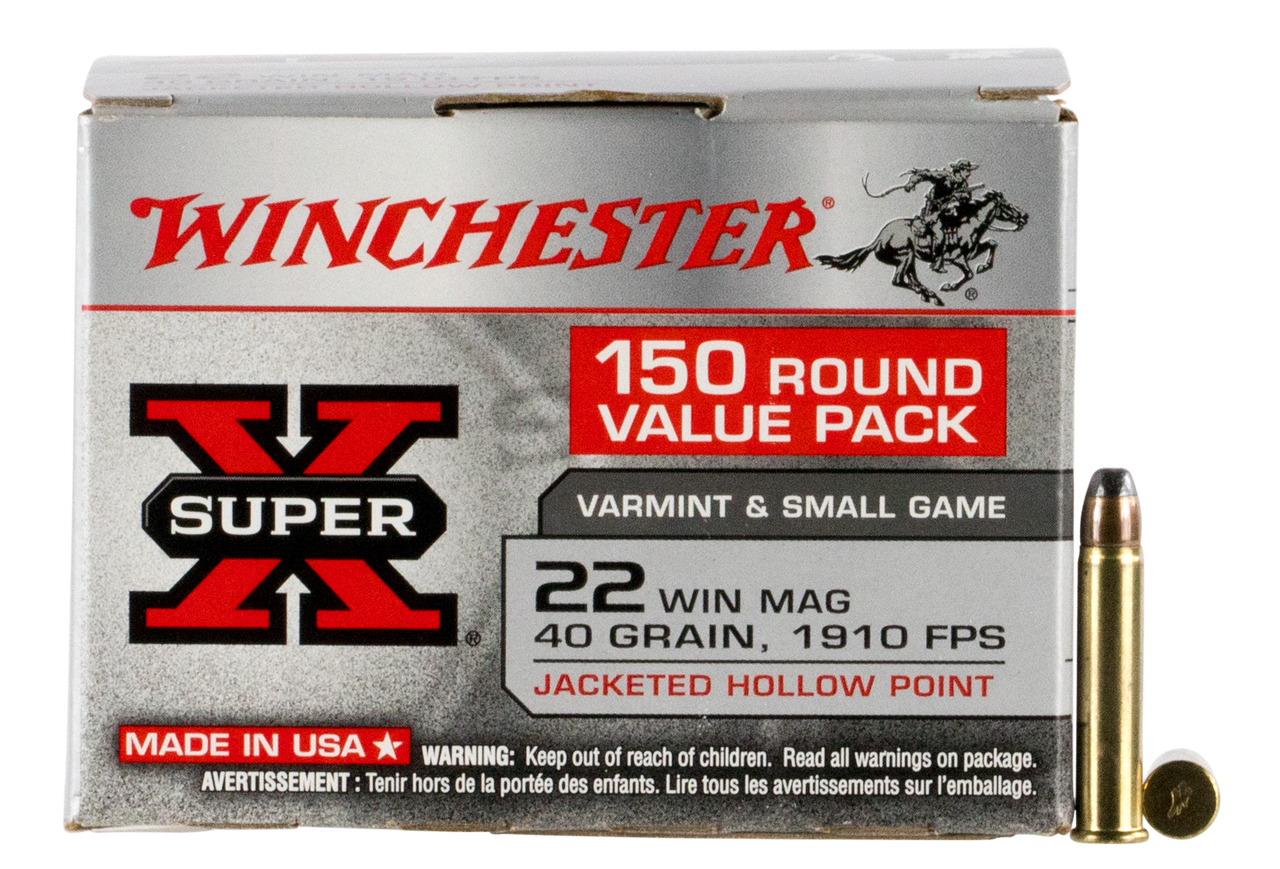 Winchester 22 WMR Ammunition Super-X X22MH 40 Grain Jacketed Hollow ...