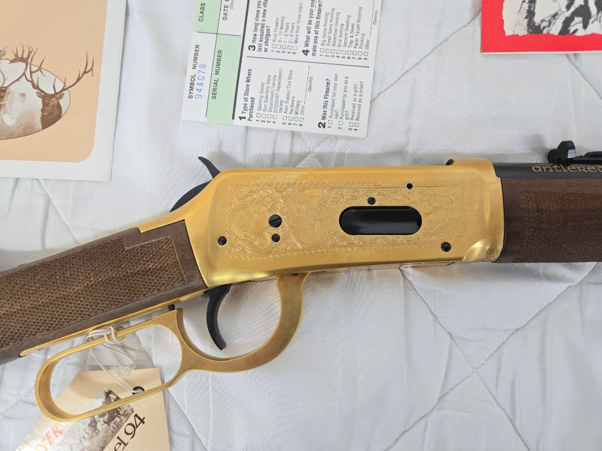 Unfired Winchester 1894 Antlered Game .30-30 Win Lever Gold 20in w ...